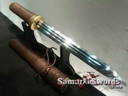 Tanto Knife T10 Clay Tempered Steel With Rosewood With Buffalo Horn Saya