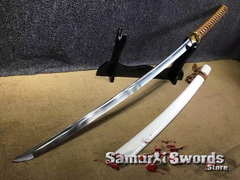 T10 Clay Tempered Steel Katana Sword With Black Engraved Rooster Saya