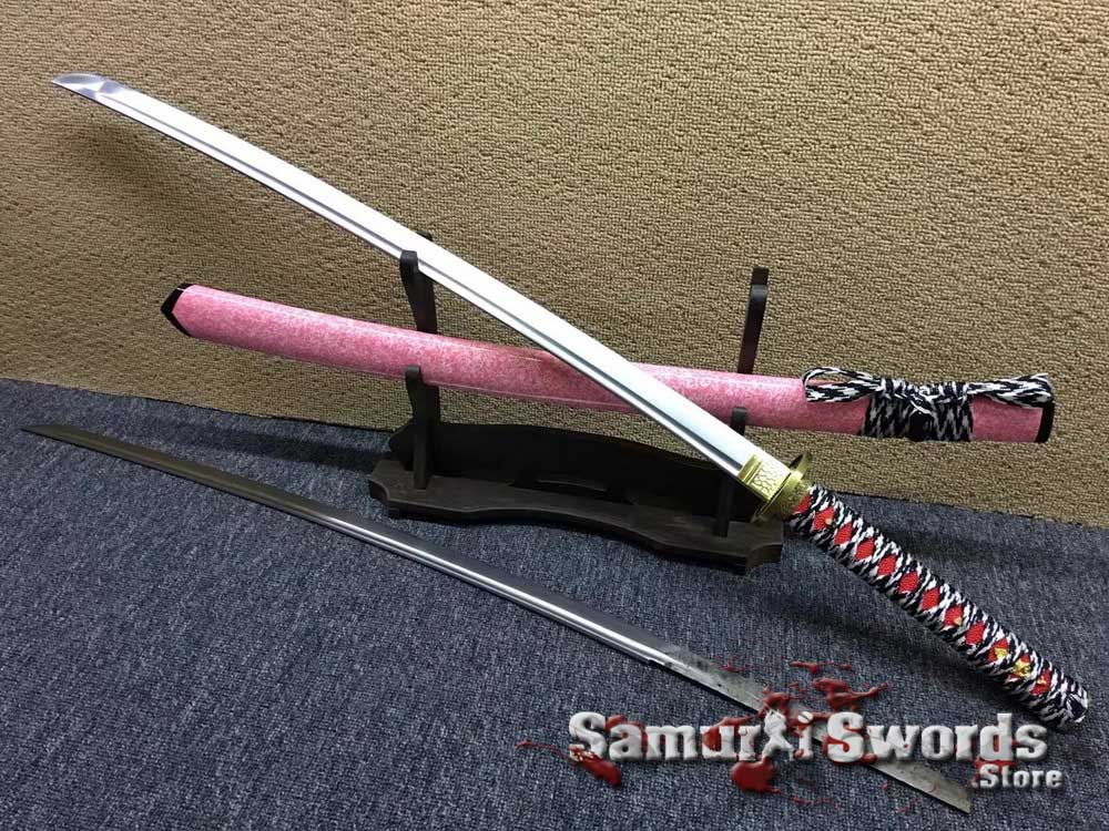 Samurai Katana 1060 Carbon Steel with Special Pink Pattern Saya