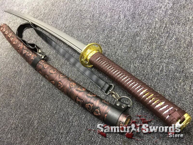 Hand Made Katana T10 Clay Tempered Steel Sythentic Leopard Saya with ...