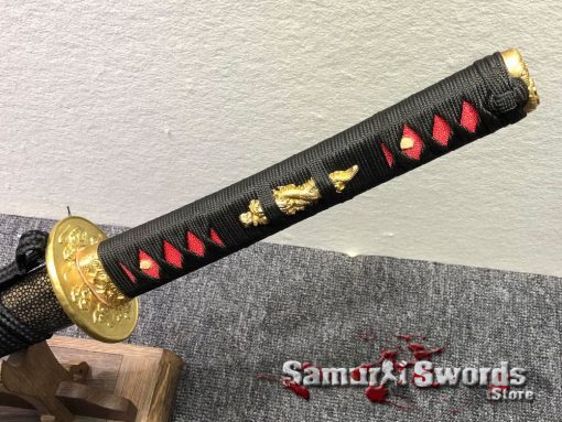 Hand forged Katana T10 Folded Steel with Purple Acid Dye with twisted ...