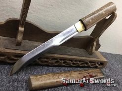 Japanese Tanto T10 Clay Tempered Steel Rosewood Saya