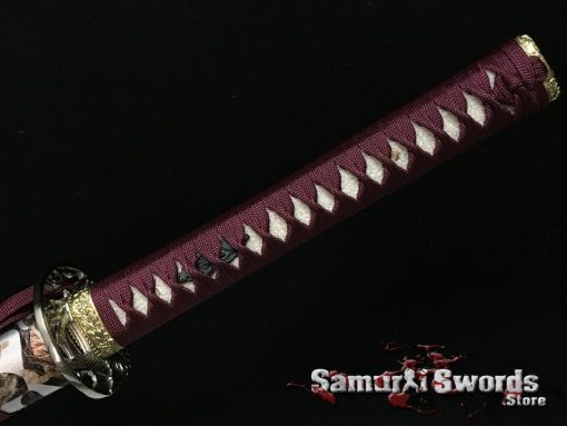 Katana Sword 1060 Carbon Steel Black And White Leopard Resin Saya