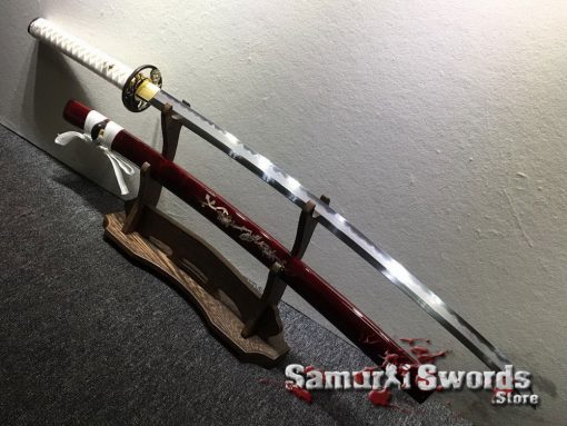 Katana Wakizashi Sword Set T10 Folded Clay Tempered Steel with Hadori ...