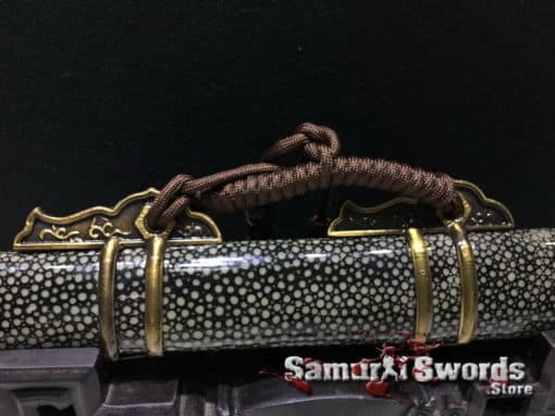 Straight Tanto T10 Folded Clay Tempered Steel with Full Black Ray Skin ...