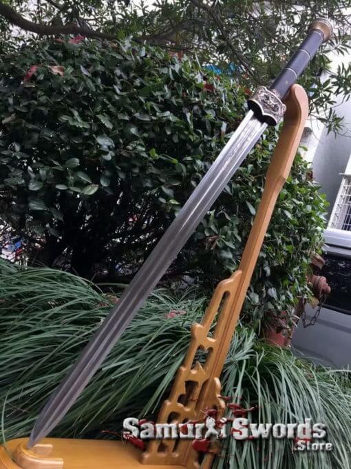 Chinese Jian Sword T10 Folded Steel with Ebony Wood Saya