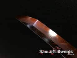 Wakizashi Sword T10 Clay Tempered Steel with Red Acid Dye and Hadori ...