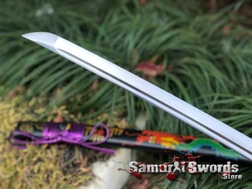 Katana 9260 Spring Steel with Hand Painted Dragon Saya & Black Buffalo ...