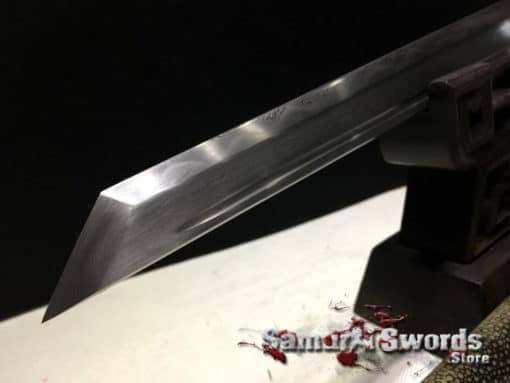 Straight Tanto T10 Folded Clay Tempered Steel with Full Black Ray Skin ...